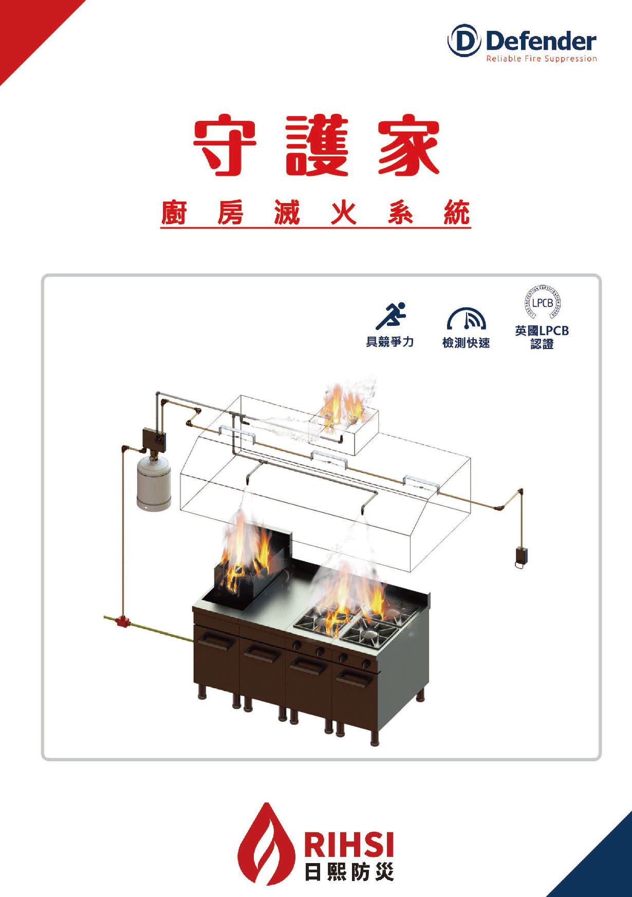 日熙防災 自動滅火系統氣體滅火系統細水霧滅火系統廚房滅火系統創新防火解決方案